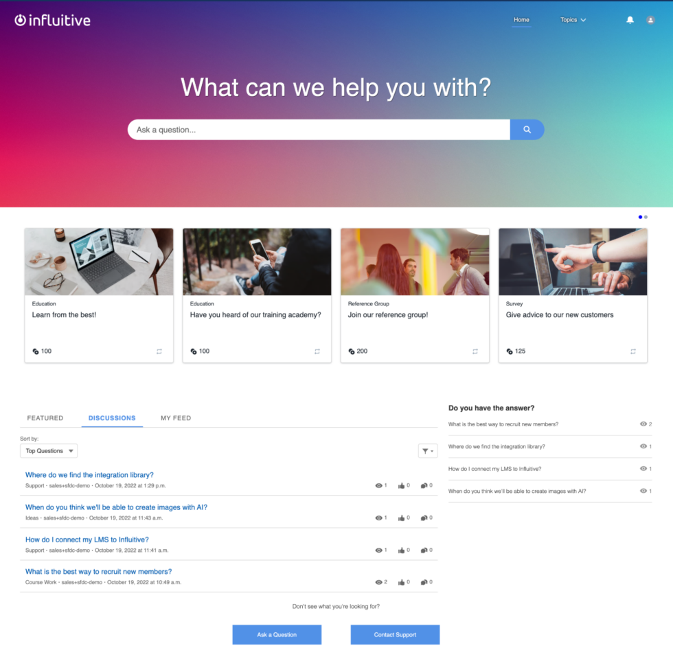 Influitive Embed for Salesforce Communities